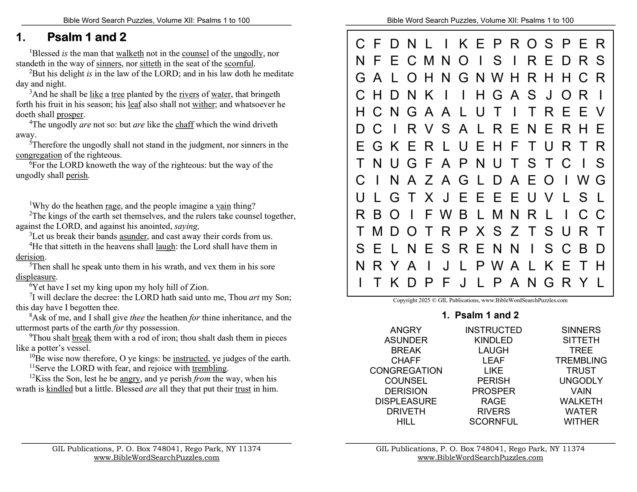 NEW Puzzle: Psalm 1 and 2 - Bible Word Search Puzzles